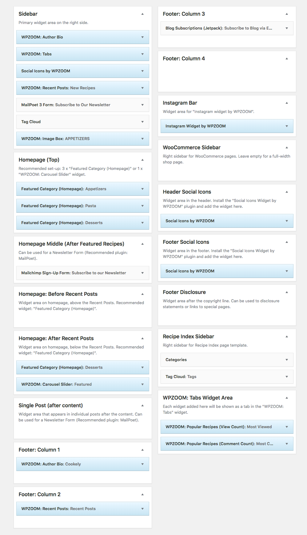 Cookely - Configure Widgets - Documentation - WPZOOM